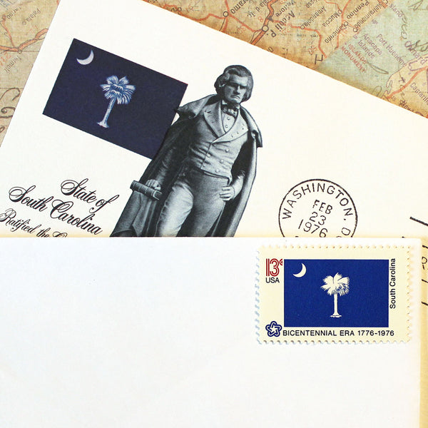 13c South Carolina State Flag Stamps .. Vintage Unused US Postage ...