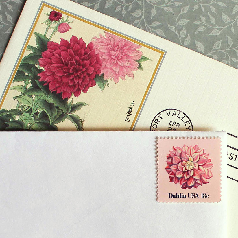 18c Pink Flowers Stamps .. Vintage Unused US Postage Stamps .. Pack of ...