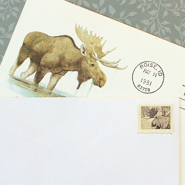 18c Moose Stamps .. Vintage Unused US Postage Stamps .. Pack of 5 ...