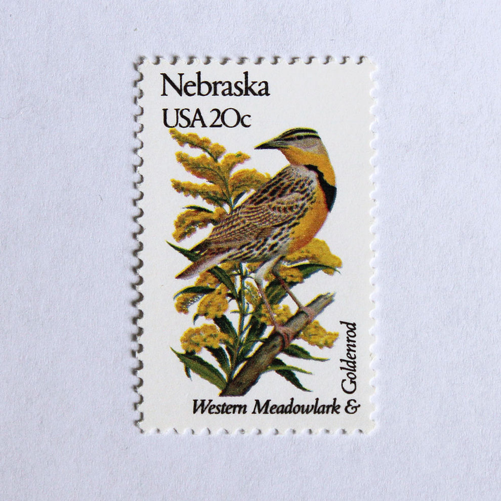 20c Nebraska State Bird and Flower Stamps .. Vintage Unused US Postage ...