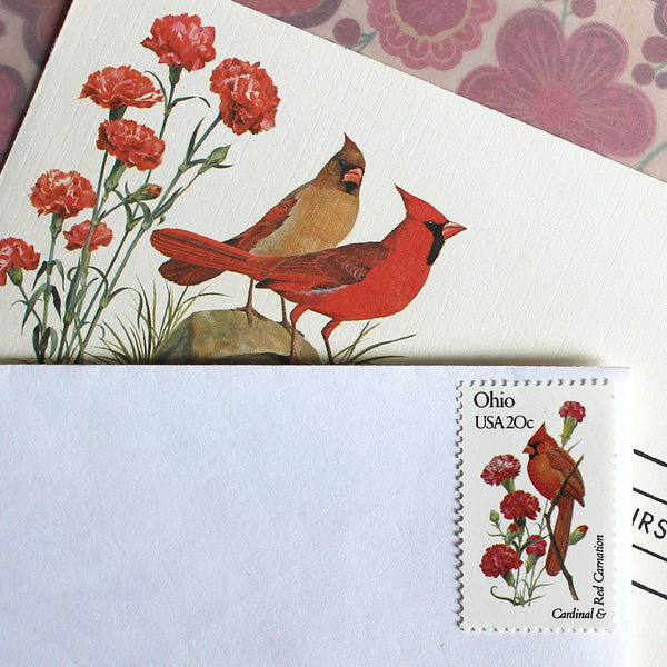 20c Ohio State Bird and Flower Stamps .. Vintage Unused US Postage ...