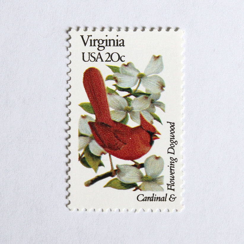20c Virginia State Bird and Flower Stamps .. Vintage Unused US Postage ...